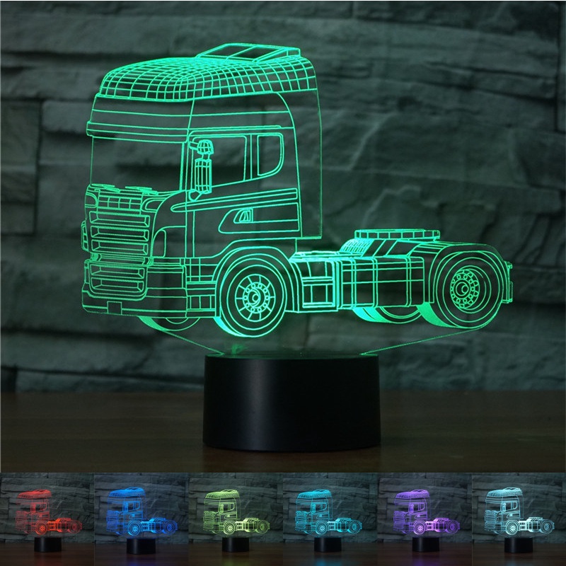 Toy Car 3D Night Light 7 Colors Gradient Semitrailer Truck SB LED Table ...