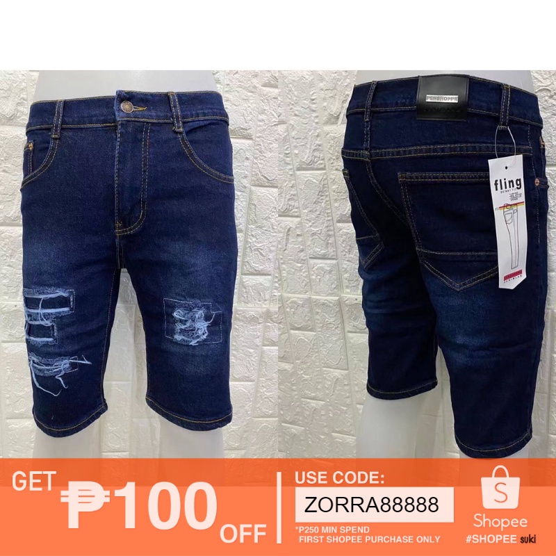 Men's shorts denim tattered short for mens | Shopee Philippines