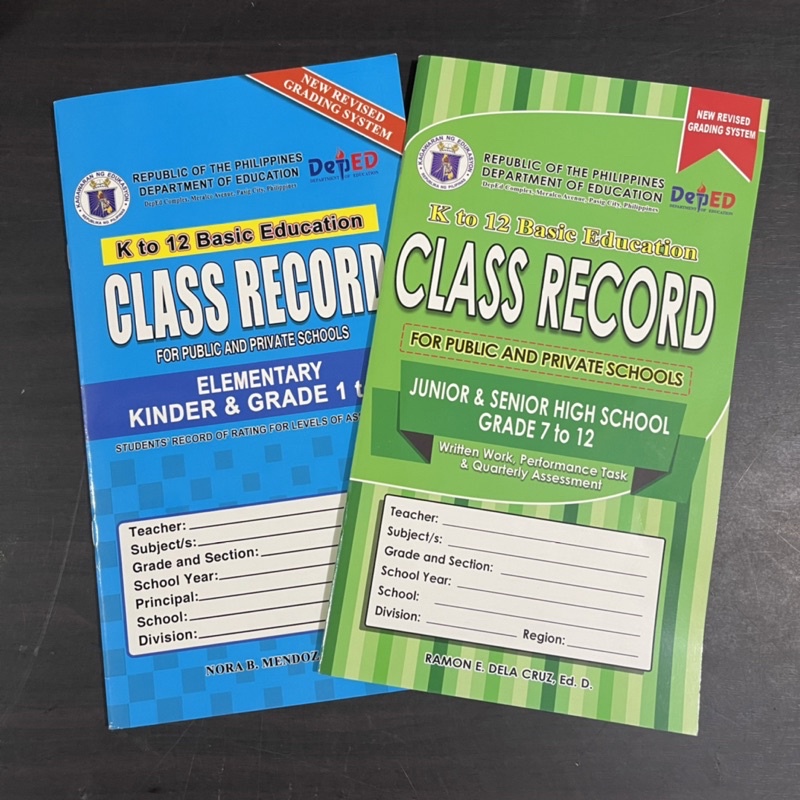 Class Record K to 12 New Revised Grading System Junior & Senior High or ...