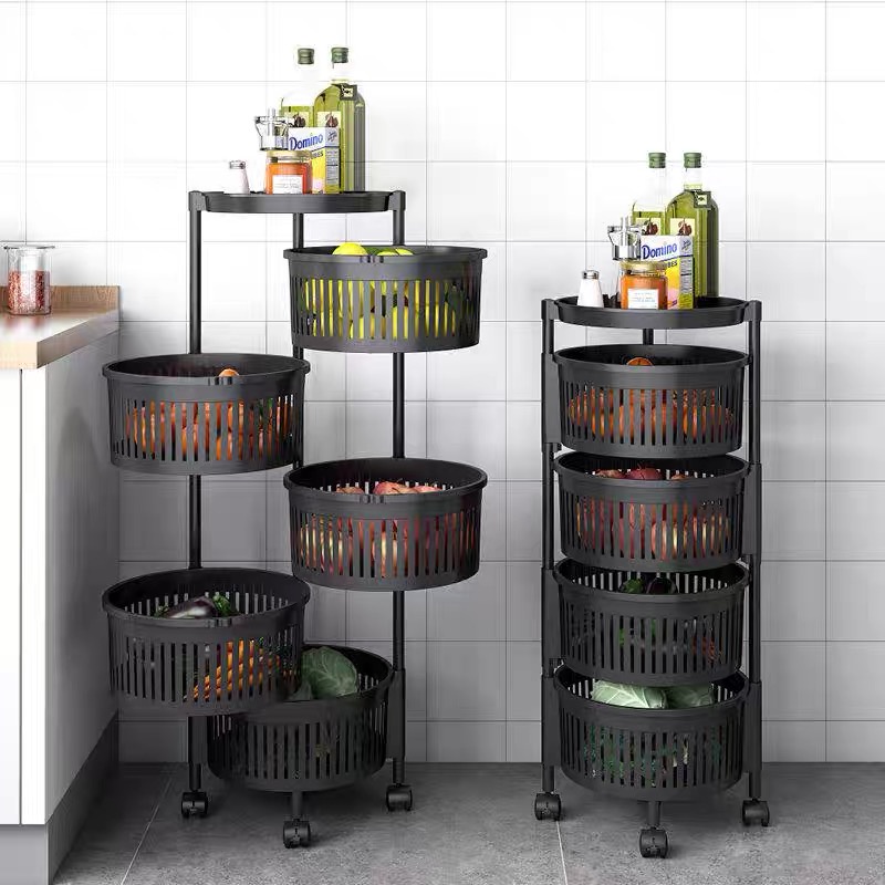 5 Layer Rotatable Kitchen Utility Trolley Cart Shelf Storage Rack ...