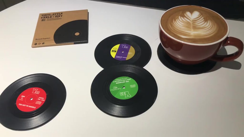 2/4/6/12 Pcs/set Retro Vinyl Record Coasters Creative CD Table Mats ...