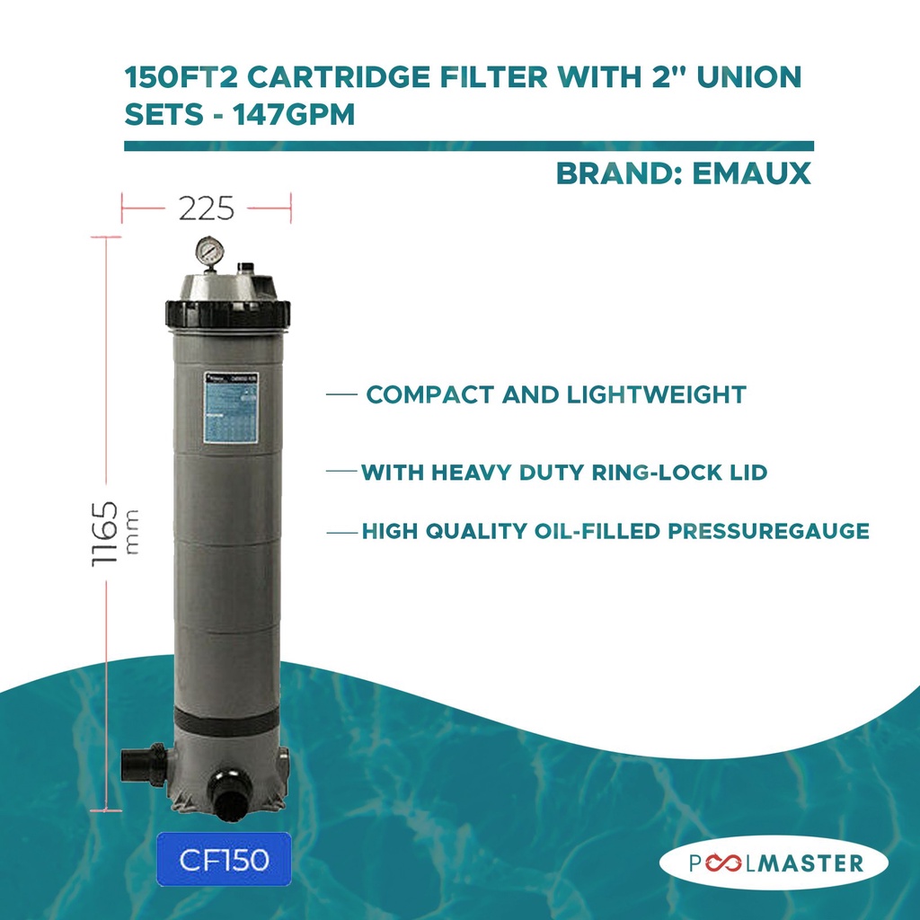 Emaux CF150 Cartridge Filter 150ft2 with 2" union sets -147GPM | Shopee ...