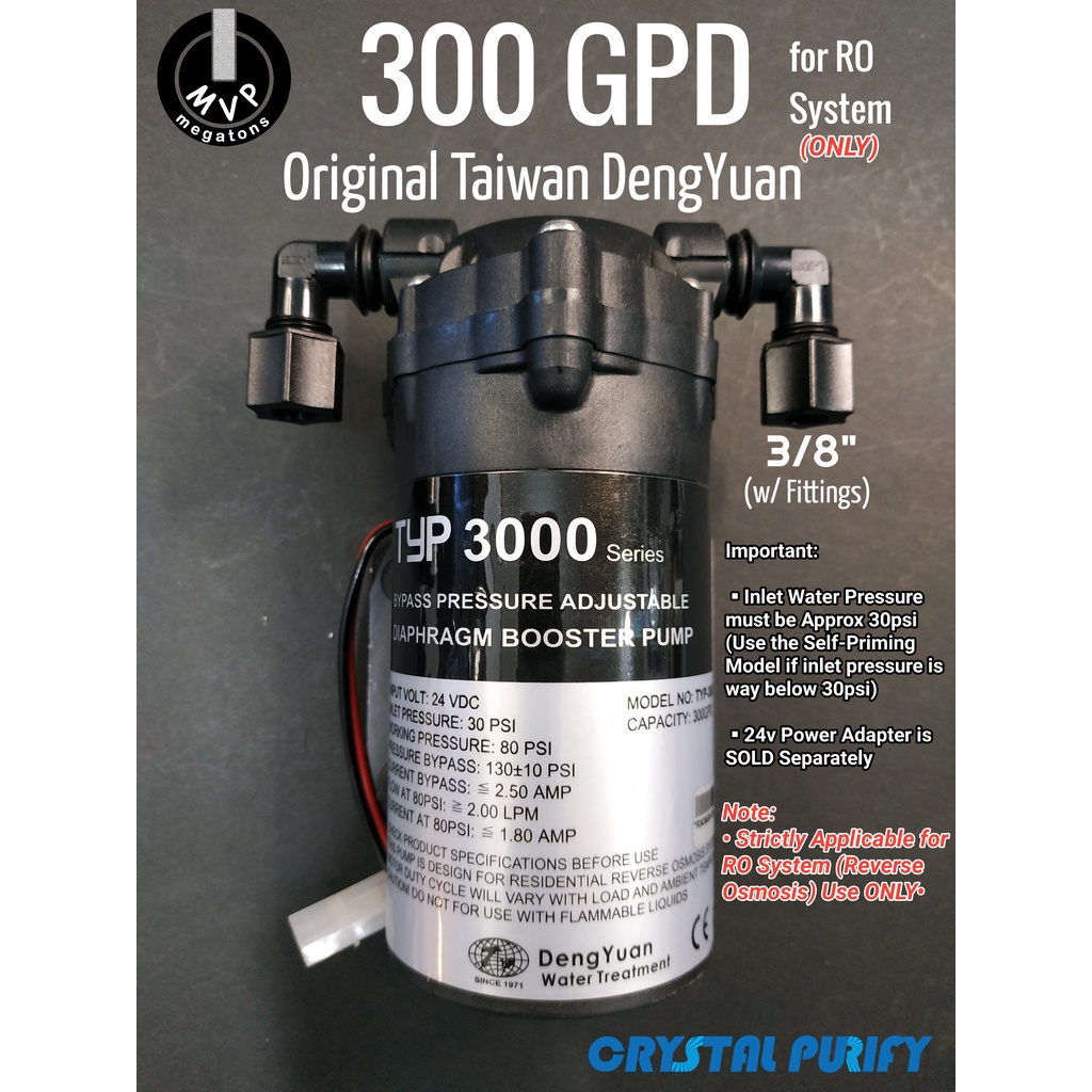 300gpd RO Diaphragm Booster Pump TYP 3000 Increase Reverse Osmosis ...