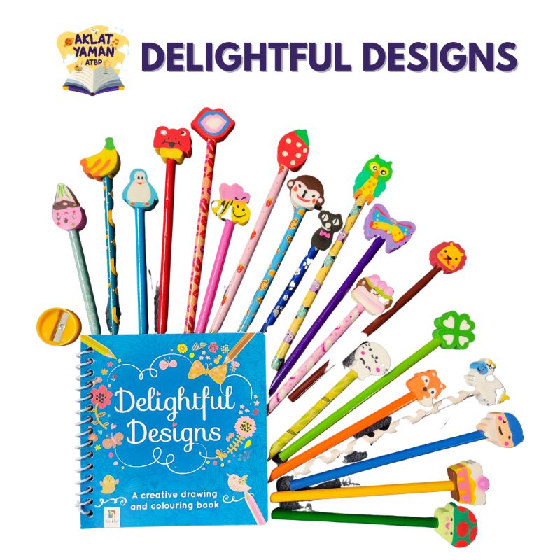 Delightful Designs Creative Coloring Book + 10 Colored Pencils,10 ...
