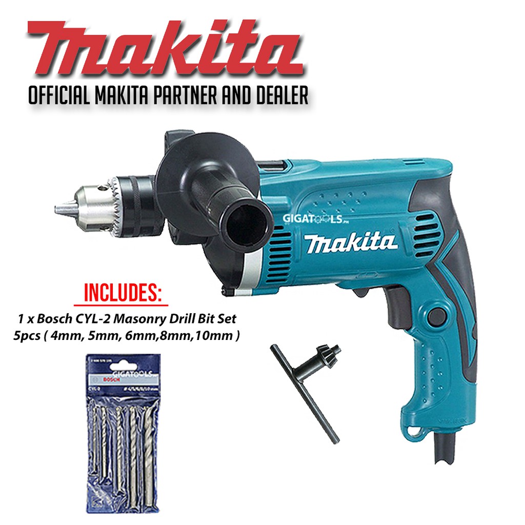 Makita HP1630 Hammer Drill 5/8" (710W) w/ Bosch CYL-2 Masonry Drill Bit ...