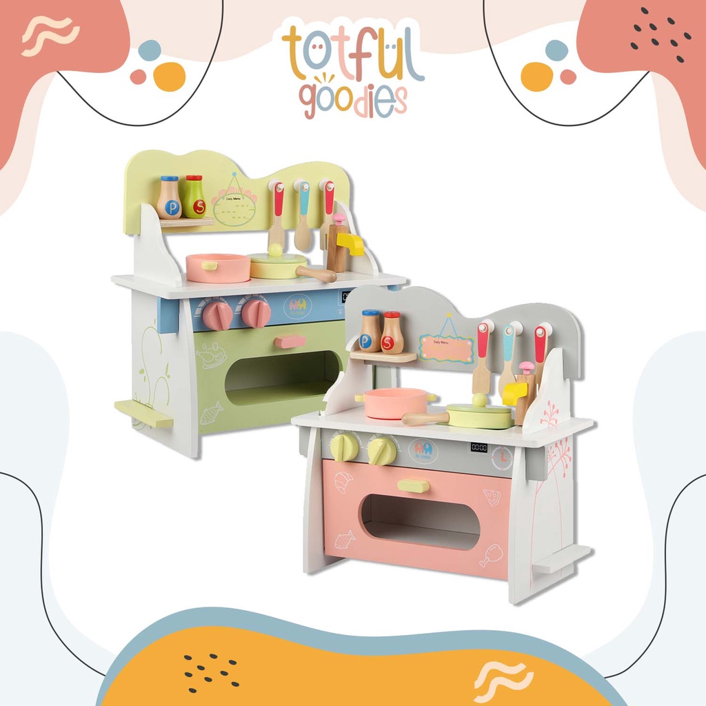 Kids Wooden MINI COLORED KITCHENETTE Pretend Play Kitchen Cooking Girl ...