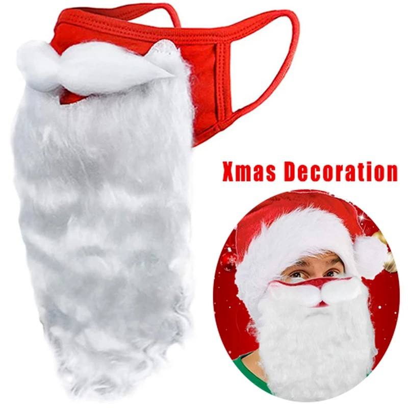 Reusable Cute Santa Claus Mask With Beard Dress Up Cosplay Face Mask ...