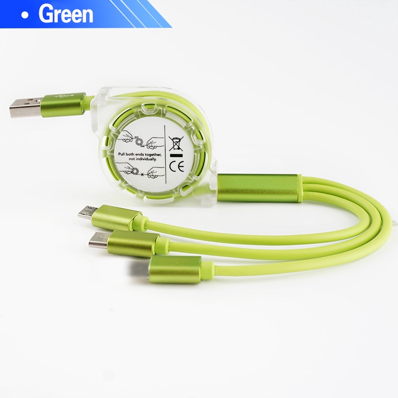 3 In 1 Retractable Micro USB Charge Cable Multi USB Charger Cable USB C Type-c Universal Cable ...