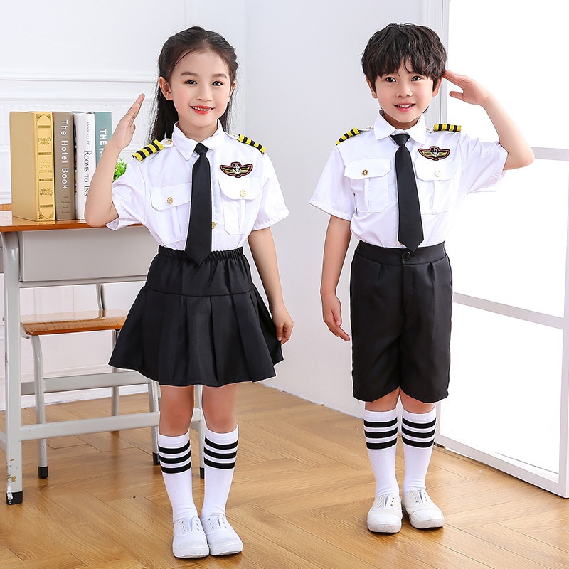 Children's Air Force Captain Uniform Pilots Girls Air Junior Costume ...