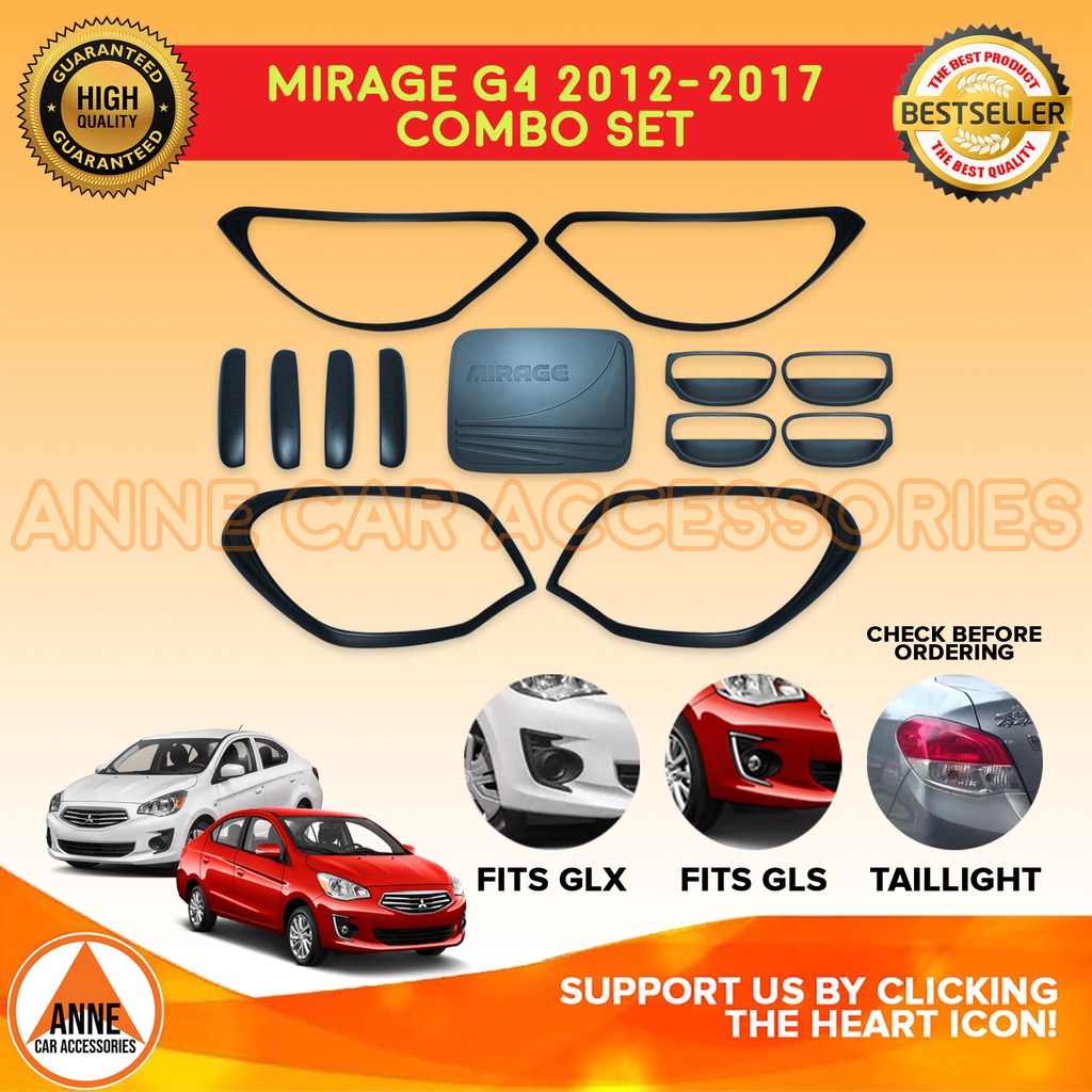 Garnish Cover Set Mitsubishi Mirage G4 Sedan 2012 - 2017 Black / Chrome ...