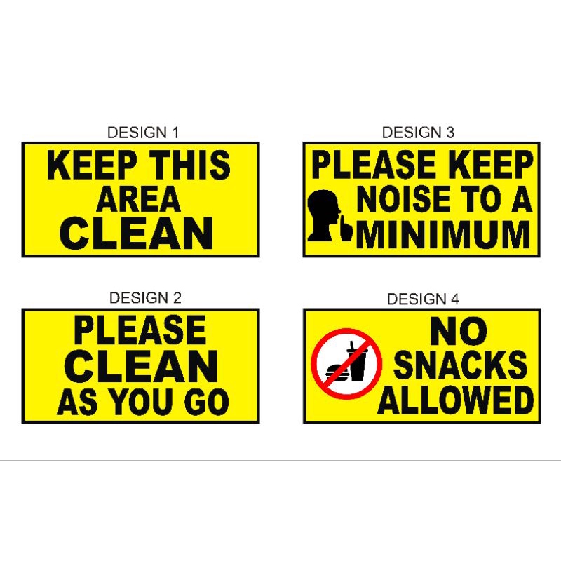 keep area clean signage no snacks allowed signage | Shopee Philippines