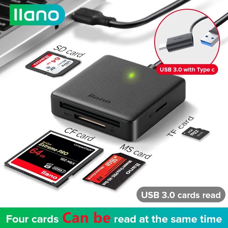 llano 4 in 1 Card Reader Support SD/TF/CF/MS Card Reader USB Hub With ...