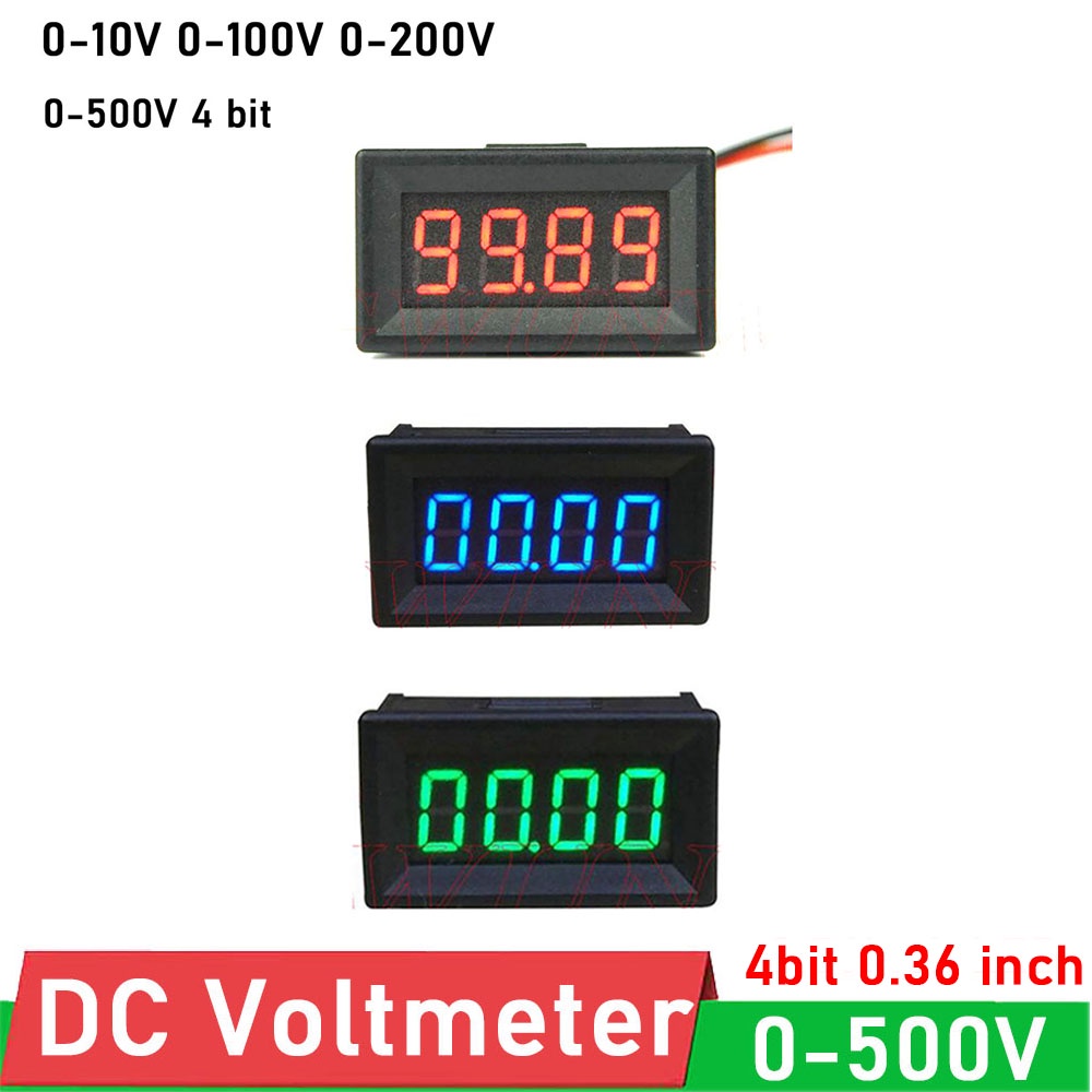 4bit 0.36 inch LED Digital Voltmeter DC 500V 200V 100V 10V Voltage ...