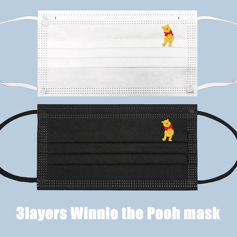 White Black Winnie the Pooh Bear Brown Bunny Cony Face Mask for Adult ...