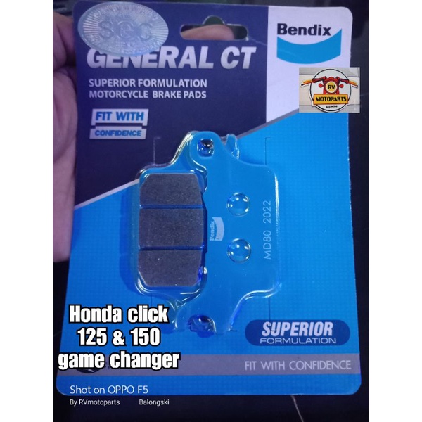 BENDIX Brake Pad For honda click 125 & 150 / game changer V2 | Shopee ...