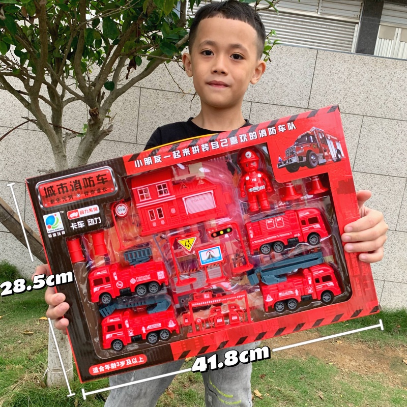 Children's Plaything Red Toy Car Set Fire Truck Water Filling ...