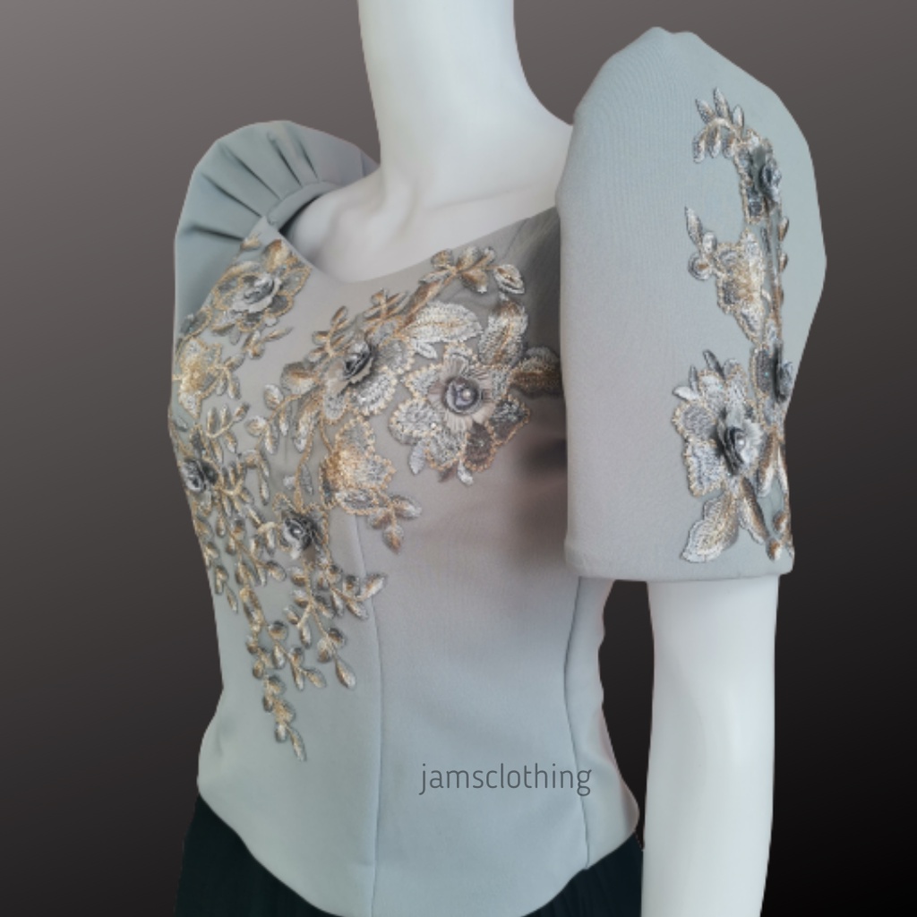 Modern Filipiniana Blouse 3D Lace | Shopee Philippines