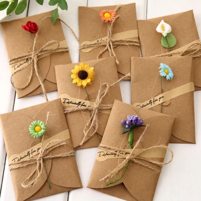 Kraft Greeting Card with Dried Flower (1pc) | Shopee Philippines