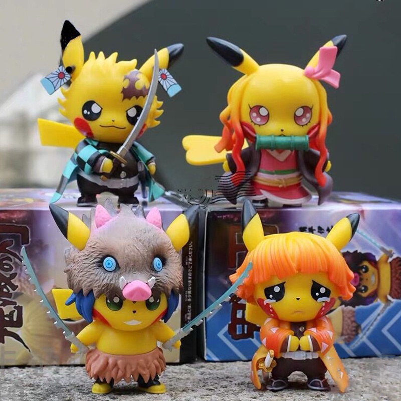 Anime Pokemon Pikachu Cosplay Demon Slayer Action Figures Demon Slayer ...