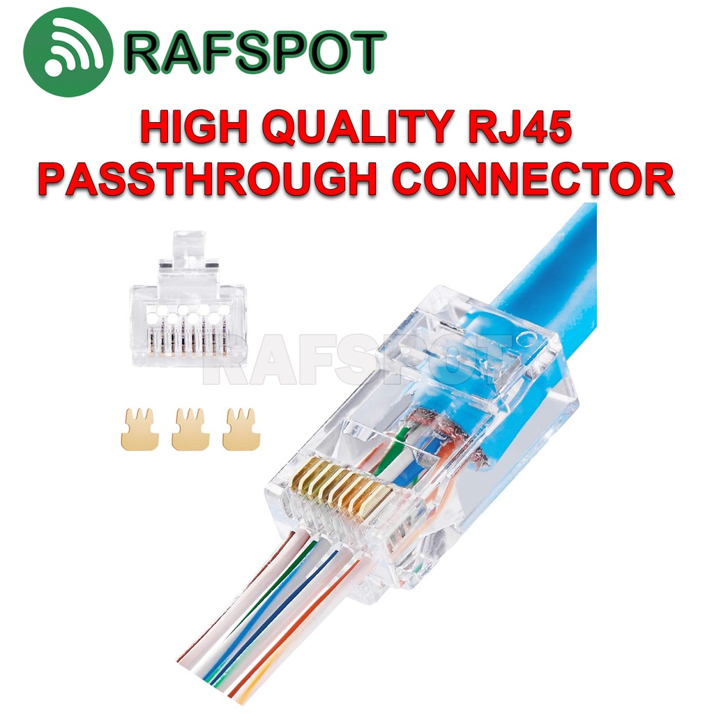 RJ45 CONNECTOR PASSTHROUGH PLASTIC & METAL CAT5 CAT5E CAT6 | Shopee ...