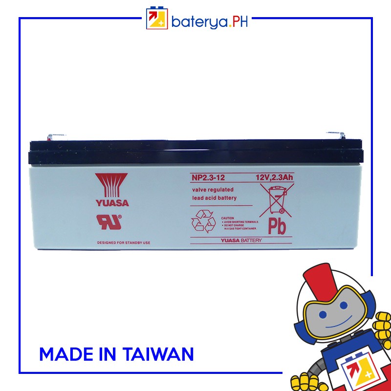 Sealed Lead Acid Battery Yuasa SLA 2.3A 12V NP2.3-12 (L: 7" W: 1.38" H ...