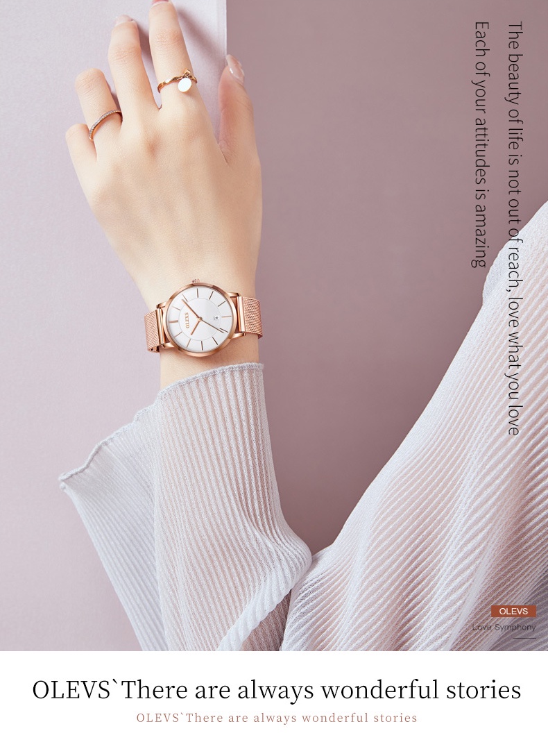 OLEVS Ladies Watch for Women Relo Waterproof Original Girls Rose Gold ...