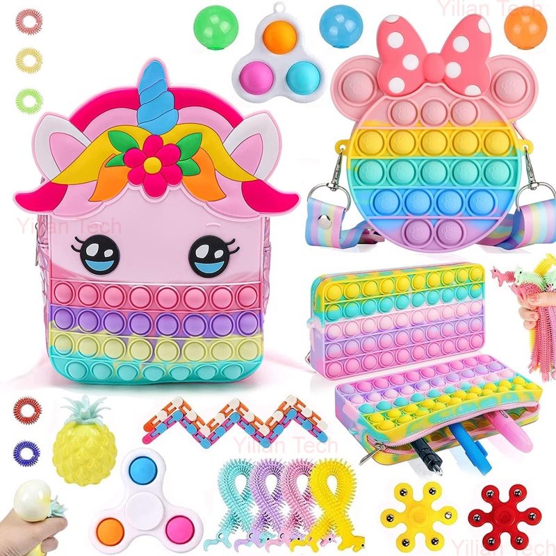 Large Unicorn Backpack Pop It Backpack Unicorn Bag Pop It Fidget Toy ...