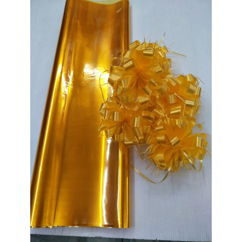 Yellow Cellophane Wrapped In Monkhood With Bow (5 Sheets 5 Flowers ...