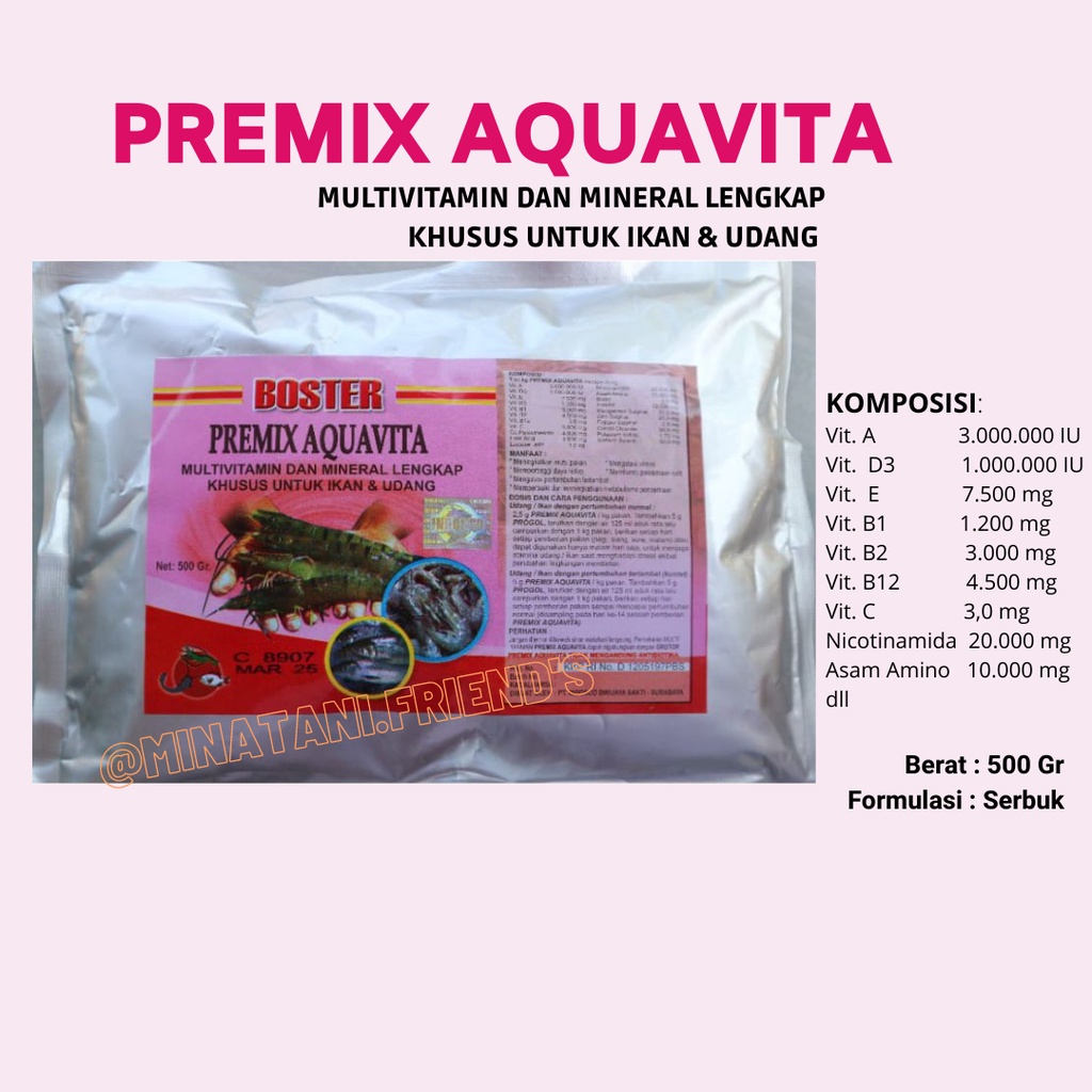 Aquavita BOSTER Premix 500 grams Multivitamin/ for Fish and Shrimp ...