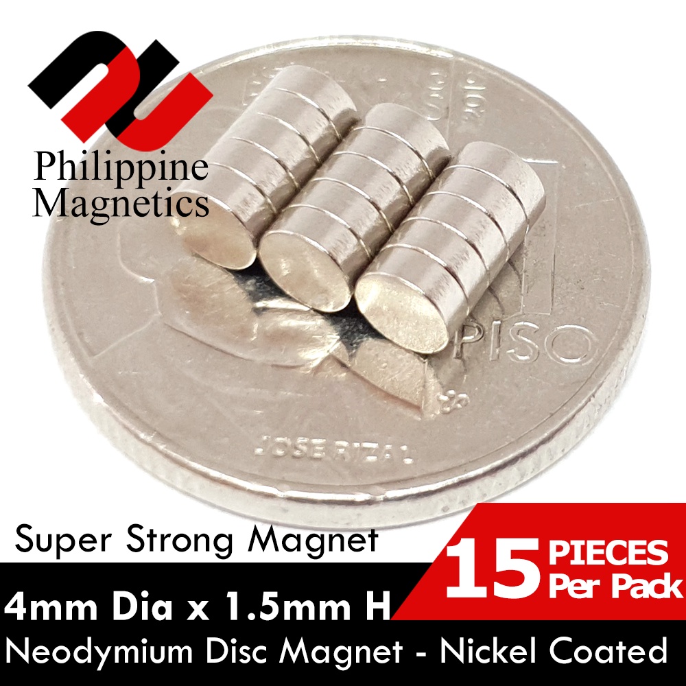 15Piece 4mm Diameter x 1.5mm Thick Super Strong Neodymium Magnet. Ndfeb ...