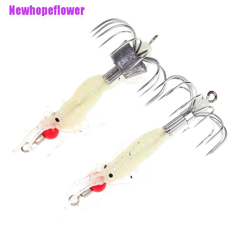 CKFR 1Pc Luminous Squid Jigs Glow Wood Shrimp With Octopus Squid Hook Fishing Lure | Shopee ...