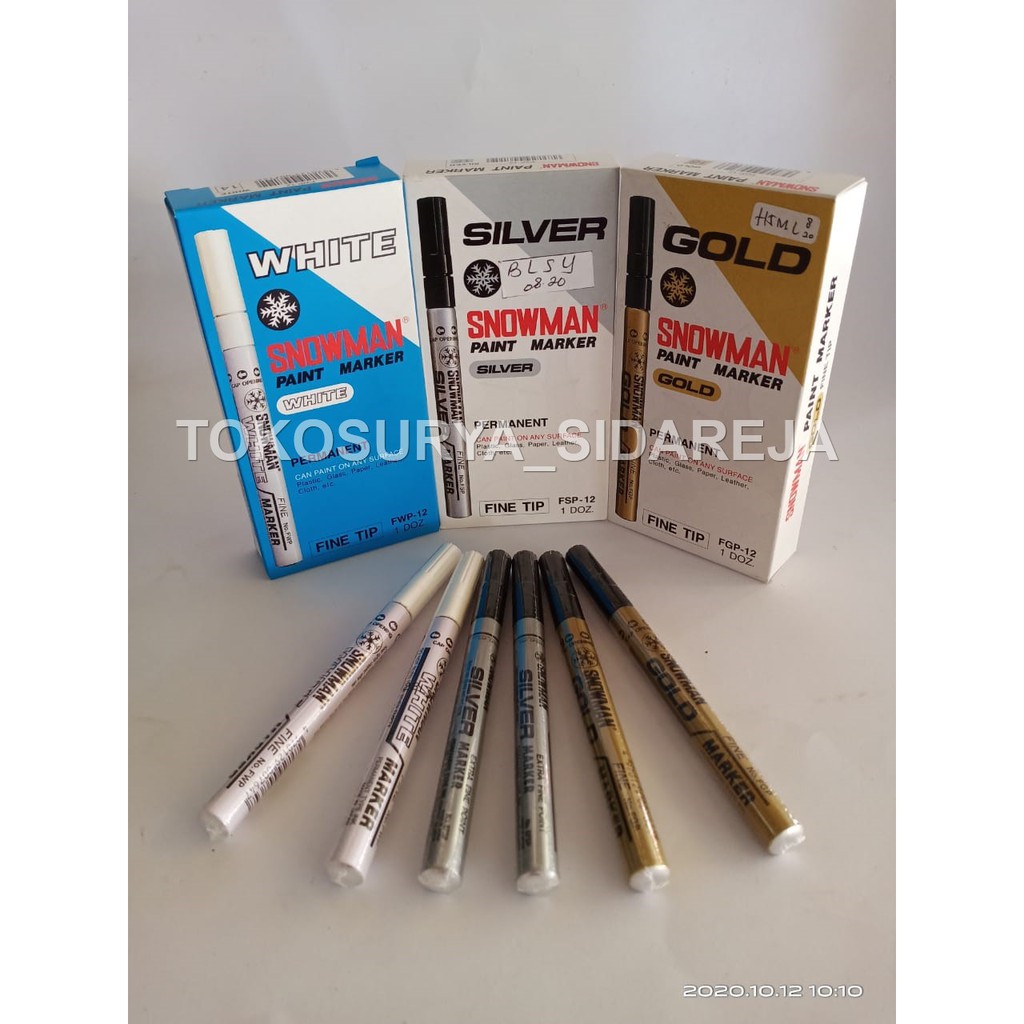 Snowman PAINT MAKER Marker PERMANENT WHITE,GOLD,SILVER (Big Small ...
