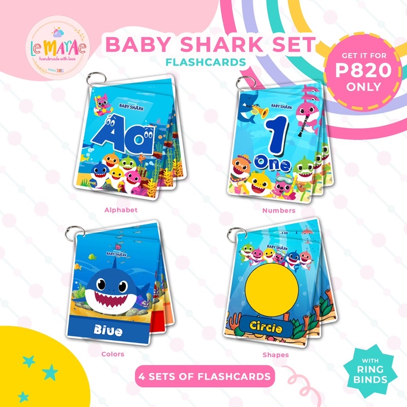 Le Marae Shop - Laminated Flashcards ALL SET - BABY SHARK THEMED ...