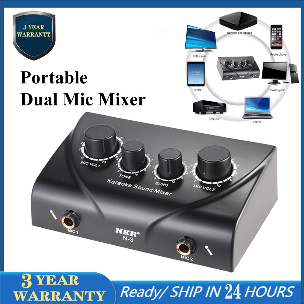 Audio Mixer Amplifier Portable Dual Mic Inputs For Amplifier ...