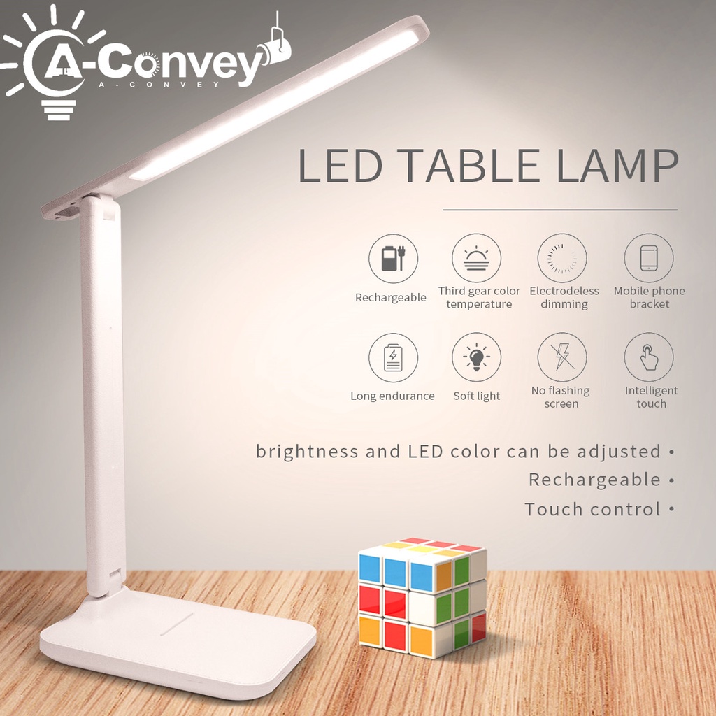 Led Desk Lamp 3 Color Stepless Dimmable Touch Foldable Table Lamp ...