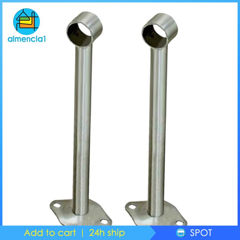 2x Stainless Steel Wardrobe Pipe Lever Bracket Closet Rod Holder 100mm ...