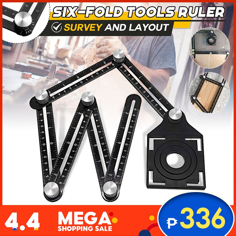 Six fold tool ruler, drill guide opening ceramic adjustable tile hole ...