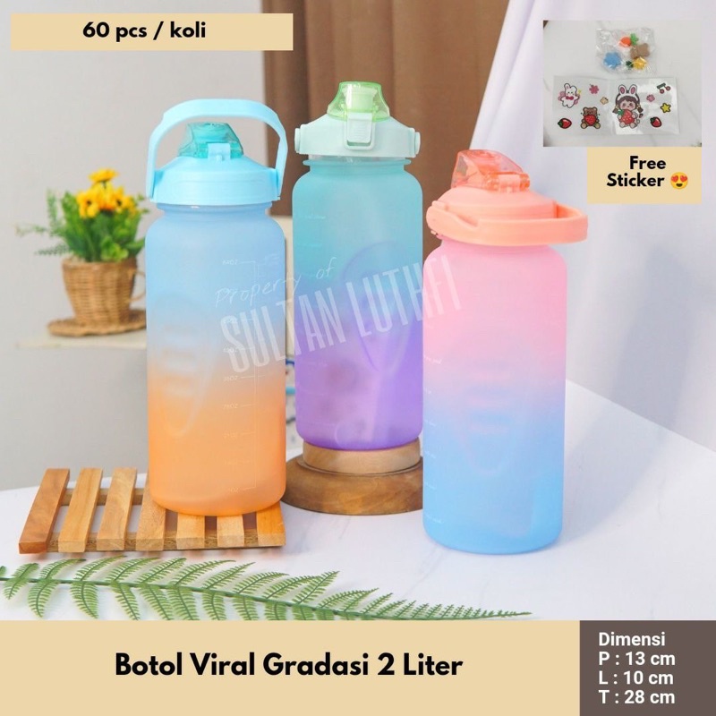2ltr viral Bottle Motivational Bottle 2 liter viral Drinking Bottle ...