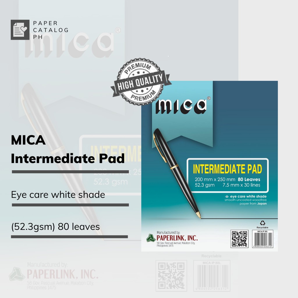 MICA Intermediate Pad Paper 10PADS/PACK!! (52.3gsm) (80 Leaves ...