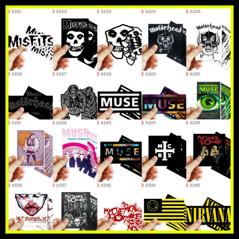 A12 - Waterproof Sticker Band (Misfits, Motorhead, Muse, My Chemical ...