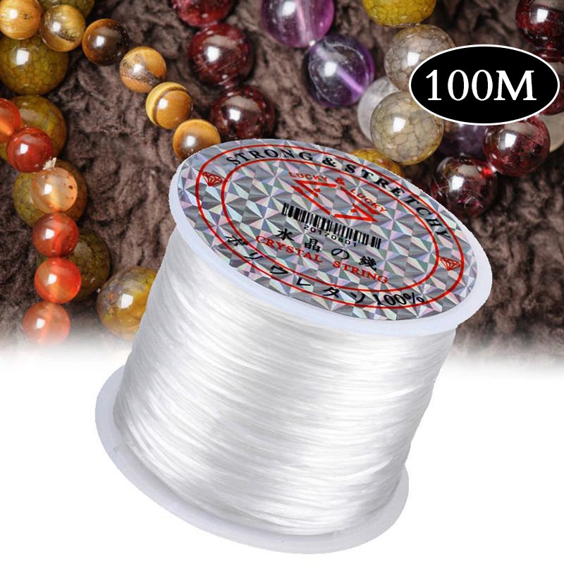 1 roll 100m Jewelry Making Transparent Beaded Elastic Thread Elastic ...