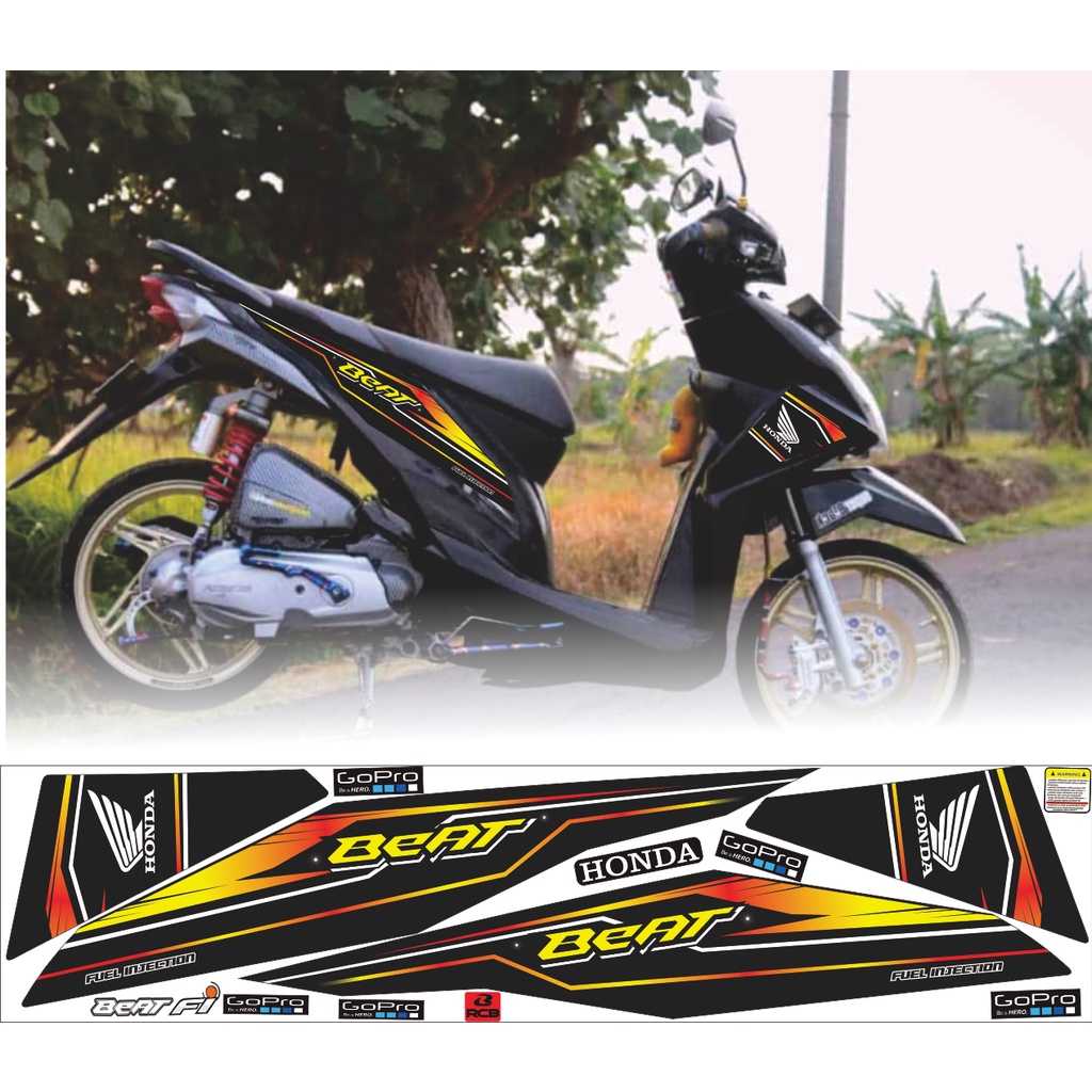 HITAM MERAH Striping honda beat fi Si simple/striping beat injection ...