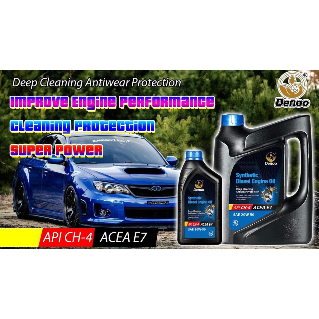 DENOO Diesel engine oil 100% synthetic API CI-4 20W/50 & CH-4 20W/50 ( 1L & 4L ) | Shopee ...
