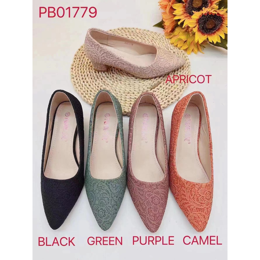 NOBLESSE Korean Pointed Toe Black Office Work Block Chunky Heels Shoes ...