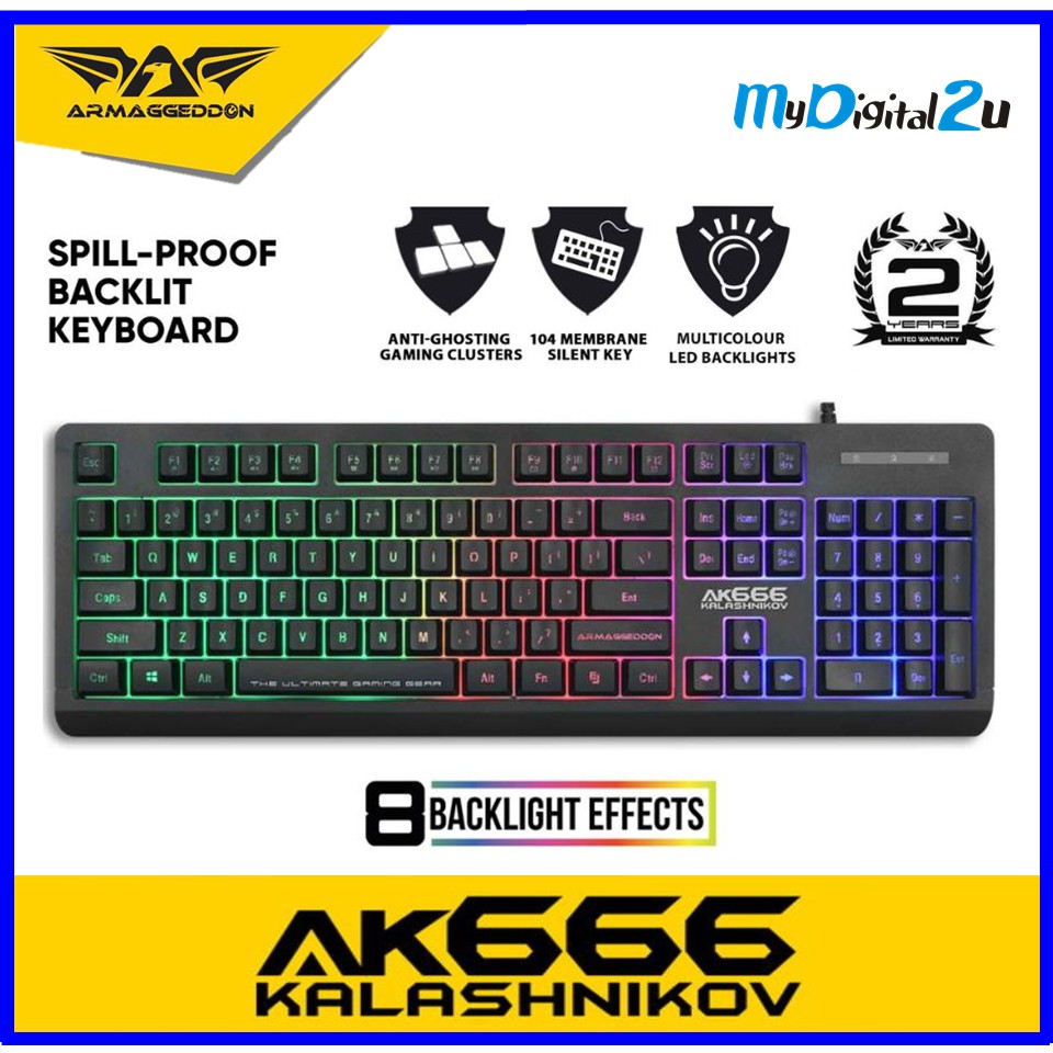 Armaggeddon AK666 /AK666X Kalashnikov Spill Proof Backlit Membrane ...