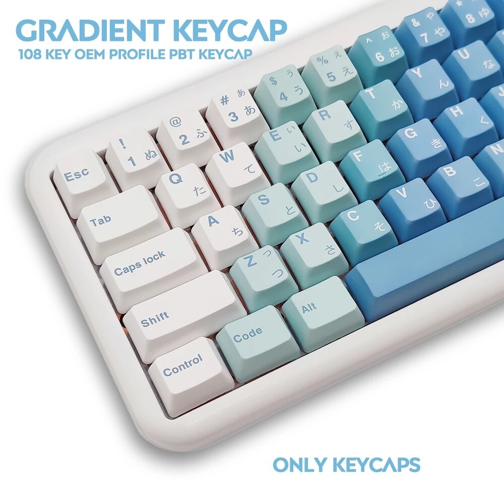 129 Key PBT Keycaps Cherry Profile DYE SUB Personalized Blue White ...