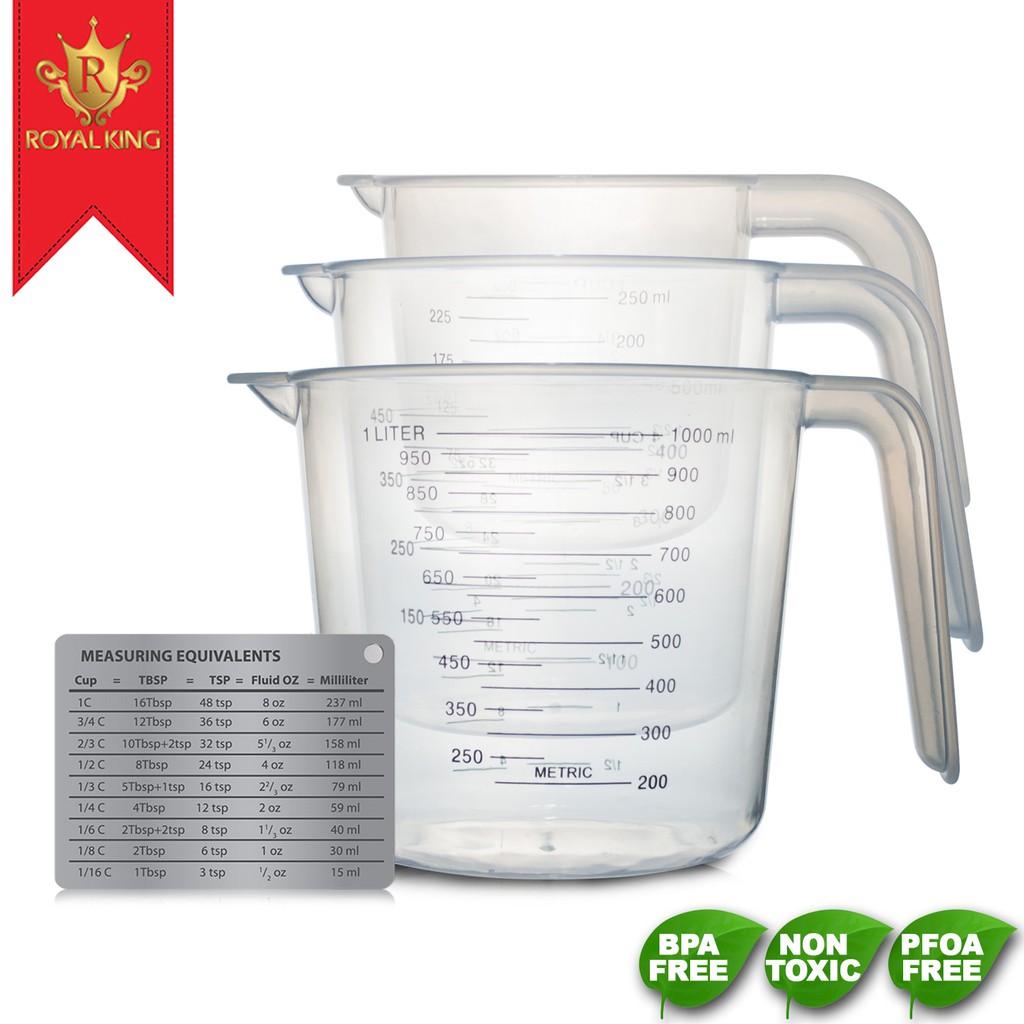 Royal King 4pc Set Measuring Jug Set with Free Magnetic Measuring Chart ...