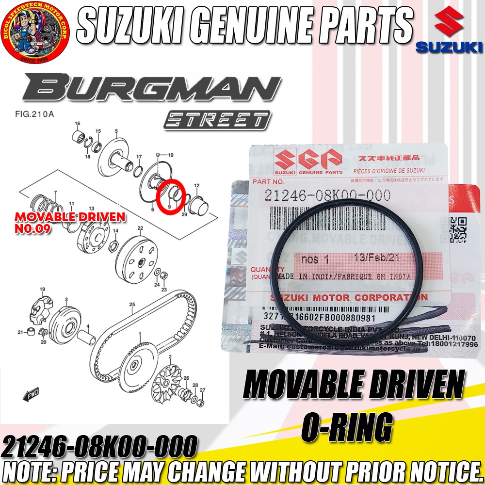 BURGMAN STREET 125 MOVABLE DRIVEN O-RING (SGP) (GENUINE: 21246-08K00 ...