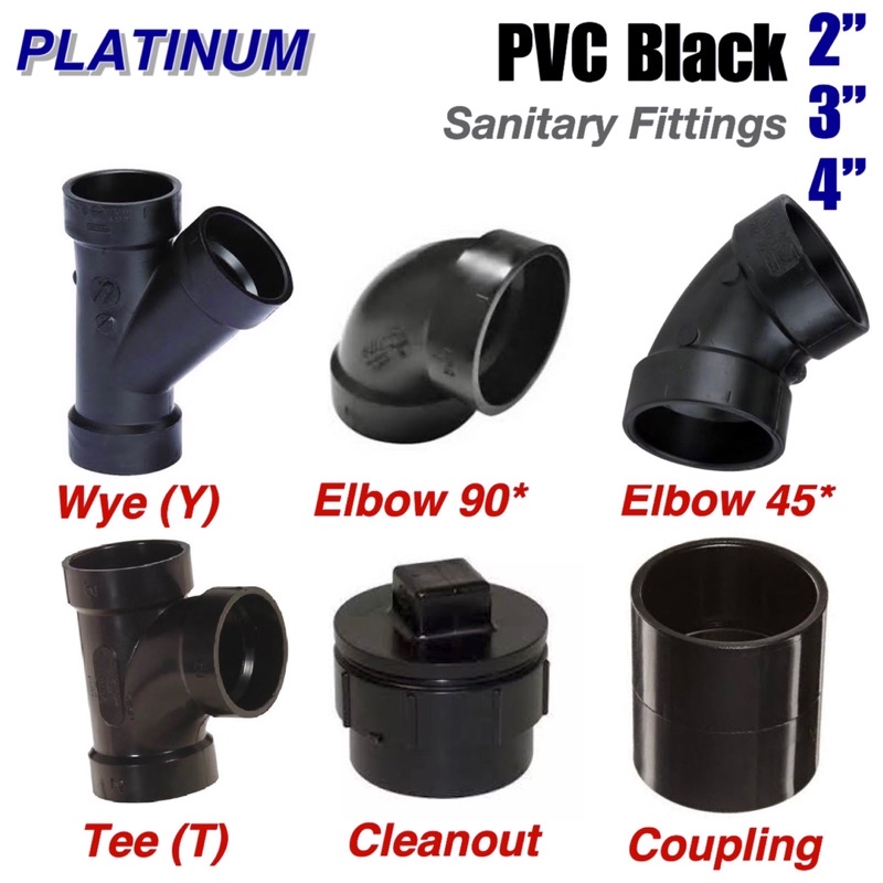 PVC Black Fittings | 2” 3” 4” | Sanitary Plumbing Fittings | Elbow Tee ...