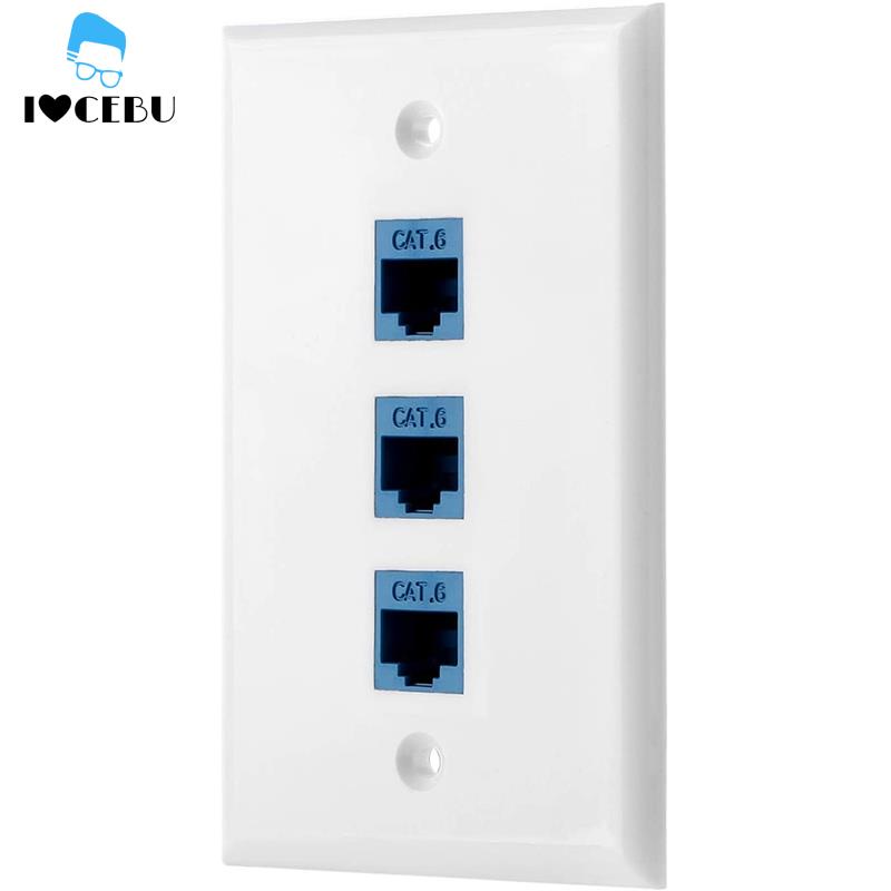 1Pack 3-Port Ethernet Wall Plate, RJ45 Wall Plate with RJ45 Keystone ...